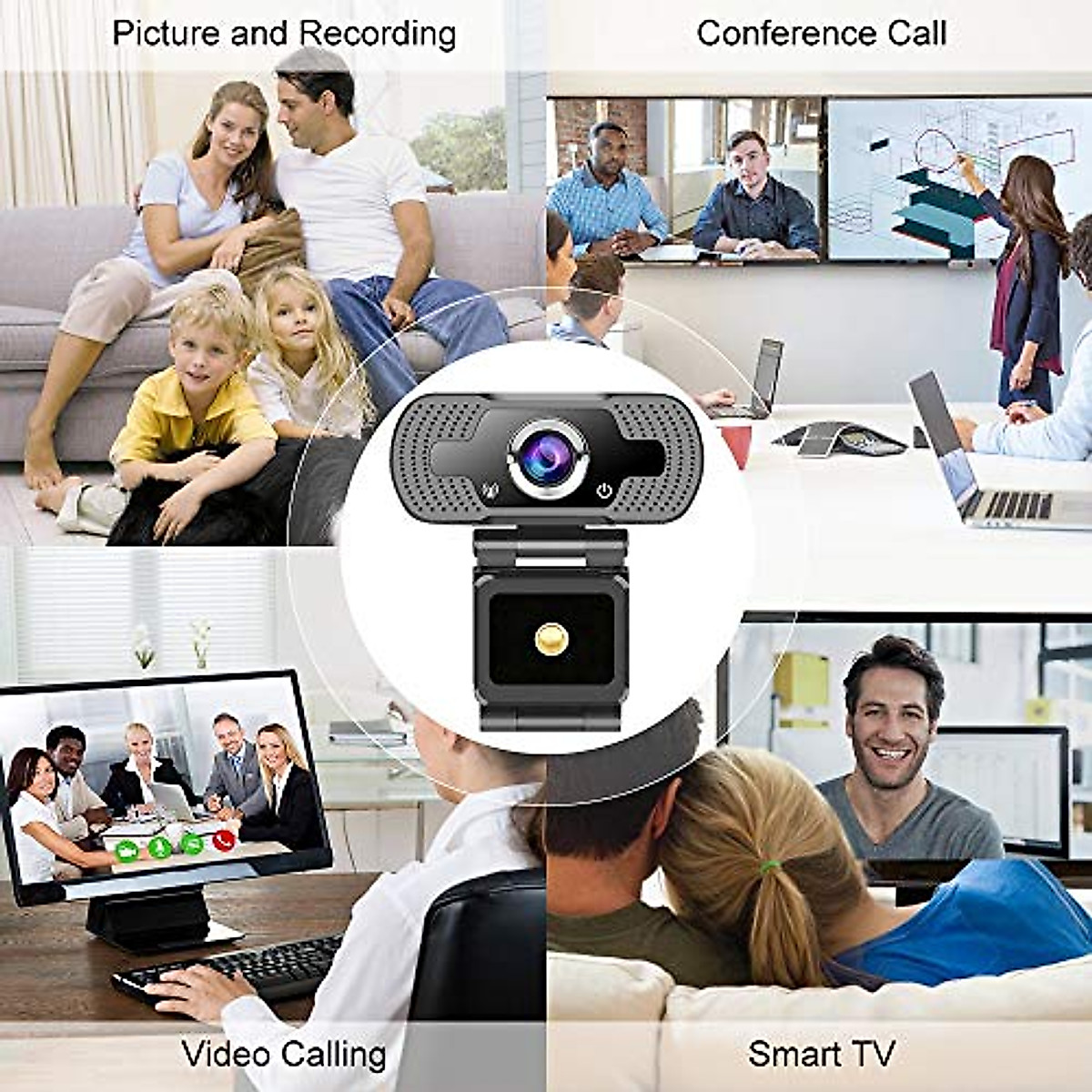 1080p Hd Webcam with Built-in Microphone, Widescreen USB Hd Web Camera for Zoom Meeting YouTube Skype Facetime Hangouts