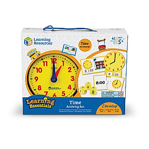 Learning Resources Magnetic Ten-Frame Answer Boards (Set of 4) and 100 Counters + Learning Resources Time Activity Set - 41 Pieces