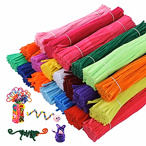 2000 Pieces Pipe Cleaners Assorted Colors Chenille Stems for DIY Art Craft Decorations, 20 Colors Craft Pipe Cleaners for Creative School Projects, 6 mm x 12 Inch