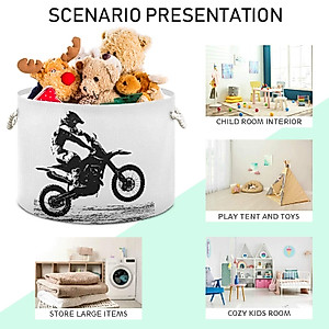 Oyihfvs Rider Participates Motocross Bin Collapsible Waterproof Laundry Hamper Large Baby Nursery Bucket Organizer Handles Bedroom Closet Toys Gifts UT 07085 38 Multi 38 20inchx20inchx14inch