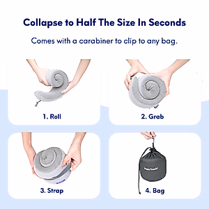 Cushion Lab Travel Pillow, Award-Winning Patented Ergonomic Design for Chin & Neck Support Memory Foam Neck Pillow, Compact Airplane Pillow for Traveling, Flight, Car (Gray, Medium)