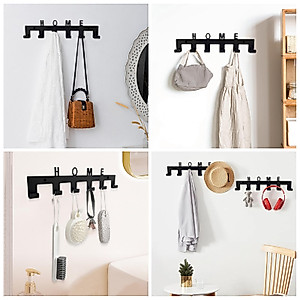 Iswabard Wall Mounted Coat Rack, Black Heavy Duty Metal Coat Hook Hanger, Storage Coat Hanger Wall Mount with 6 Hooks for Entryway to Hang Coats, Jackets, Purses, and Hats(1pc)