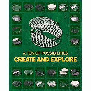 BBQ Expander Rack Kit, Big Green Egg Grill Accessories Large - Includes 2-Piece Multi-Function Rack, 1-Piece Conveggtor Basket, 2 Half-Moon Grids, Heavy-Duty Stainless