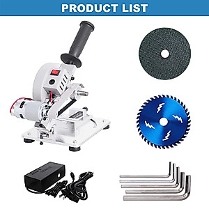 oiakus Mini Miter Saw, Portable Table Saw with 0-45° Angle and Height Adjustable for Soft Metal, Iron Sheet, Wood, Plastic, Aluminum Alloy Cutting