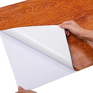HDSticker Self Adhesive Brown Oak Wood Contact Paper Shelf Liner Oak Wood Vinyl Wrap Cabinets Pantry Table Desk Countertop Furniture Sticker 15.7X117 Inches