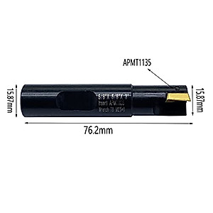 GBJ 5/8" * 5/8 * 3”-2T +2pcs APMT1135PDER 90 ° Indexable End Mill Holder Carbide Inserts Machining Steel,Iron Square Shoulder Face milling Slotting Milling Arbor (5/8" * 5/8 * 3”-2T + APMT1135PDER)