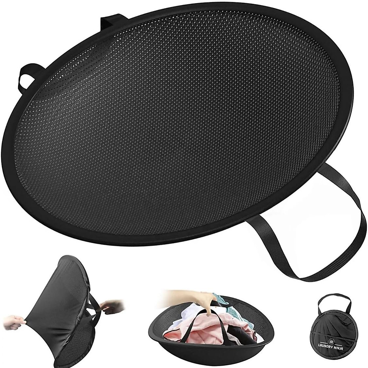 "Laundry Ninja Stitch Pop-Up Laundry Hamper: Space-Saving and Flexible Collapsible Hamper with Handles for Ultimate Clothes Management, space saving laundry hamper, Flexible laundry basket with