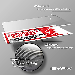 iSYFIX Emergency Exit Only Stickers – 3 Pack 10x4 Inch – Premium Self-Adhesive Vinyl, Laminated UV, Weather, Scratch, Water & Fade Resistance, Security Alarm Will Sound if Door is Opened Sign