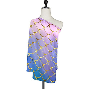 Stretchy Baby Car Seat Covers for Boys Girls Mermaid Fish Scales Infant Car Canopy Nursing Cover Breastfeeding Scarf