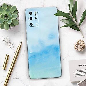 DesignSkinz Subtle Green & Blue Watercolor V2 Protective Vinyl Decal Wrap Skin Cover Compatible with The Samsung Galaxy S20 (Screen Trim & Back Glass Skin)