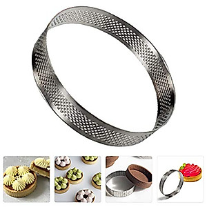 GARNECK Stainless Steel Tart Ring Cake Mousse Ring Round Cake Molds Cake Rings Perforated Cutter Round for Home Kitchen Bakeware 15CM