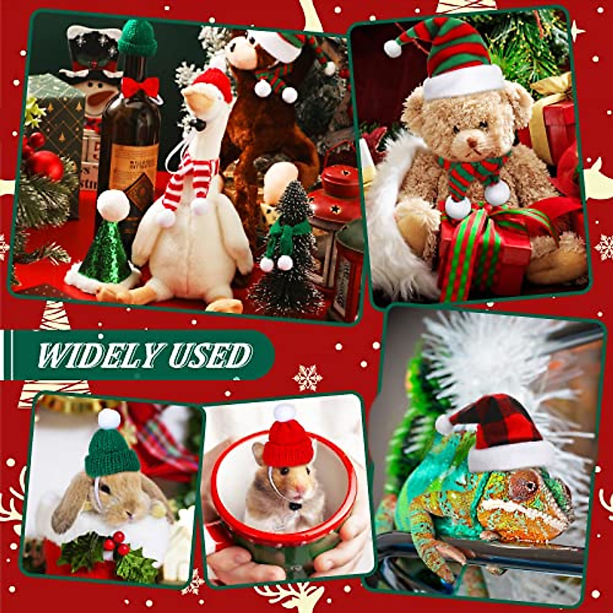 12 Pcs Small Animal Christmas Costume Pet Santa Hat with Scarf Bowties Ferret Christmas Hat Guinea Pig Costume for Hamster Guinea Pig Chinchilla Hedgehog Kitten Small Pet Xmas Party Supplies