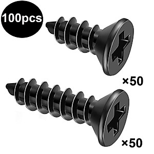 smseace 100PCS Black Flat Head Phillips Tapping Screws Drywall Nail Wood Screw #8 x 1/2", #8 x3/4" (50 Pcs Each) M4-12/20mm-100p
