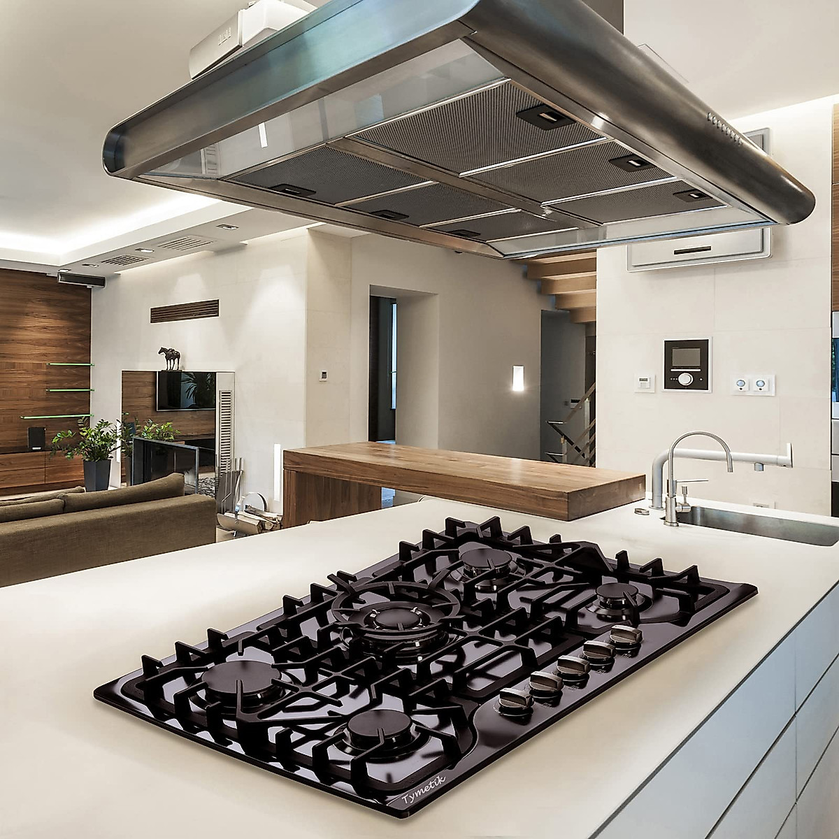 30 Inch Gas Cooktop, Built-in Stainless Steel Gas Stovetop 5 High Efficiency Burners Gas Stove LPG/NG Convertible Gas Hob (Black)