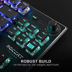ROCCAT Vulcan TKL Linear PC Gaming Keyboard, Titan Switch Mechanical with Per Key AIMO RGB Lighting, Tenkeyless, Compact Design, Anodized Aluminum Top Plate, Detachable USB-C Cable, Black