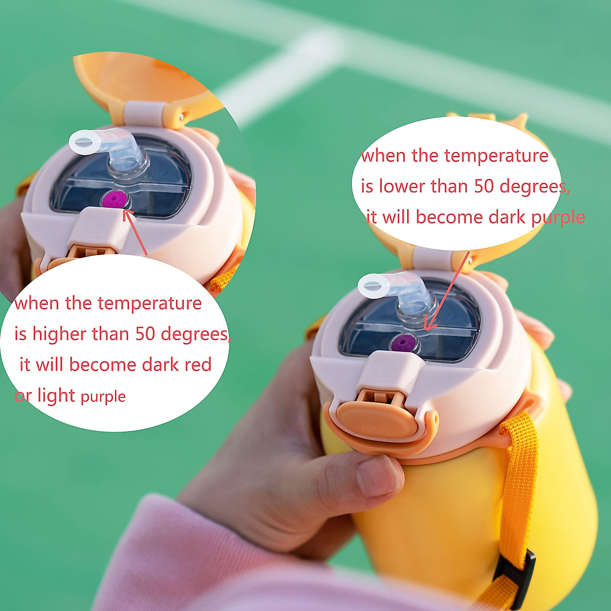 Diller Insulated Water Bottle with Straw, 14 oz Travel Coffee Mug with Straps Mini Stainless Steel Water Bottles with Straw for Kids and Women Keep 12H Piping Hot & 24H Cold (Blue, 14 oz)