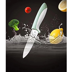 DESIAR Ceramic paring knife 4 inch super sharp ceramic fruit knife, hippo shaped kitchen knife with safety jacket (Green)