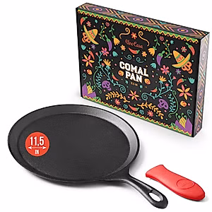 Uno Casa Cast Iron Comal Pan 11.5 Inch - Skillet for Roti/Comal Pan, Tawa/Dosa Pan Pataconera, Comales para Tortillas - Cast Iron Pizza Pan - Comal Para Tortillas Grande - Tava Roti Pan - Comale