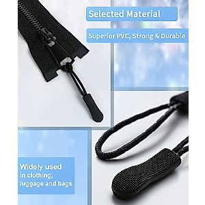 Zipper Pull, Universal Zipper Pull Replacement Kit, Removable Zipper Pulls Tab Replacement (20 Pcs), Black Zipper Pulls for Jackets, Luggage, Backpacks, Purses, Boots, Pants, Tents, (3 Styles 4 Sizes)