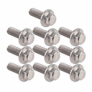 boulon m6 INOX a Bride + 10pcs Head M6 Stainless Steel SS304 Screw kit, Hex Flange Fixing Washer Bolts (M6 * 30) Replacement Accessory