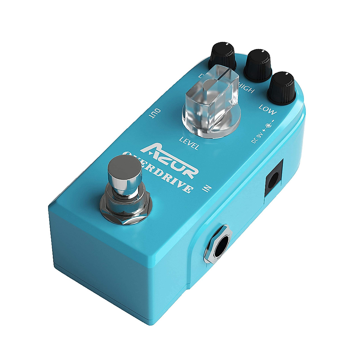 AZOR Pedal Power Adapter with Overdrive Guitar Effect Pedal, Classical Pedal with True Bypass Blue AP-308