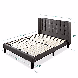 ZINUS Dori Upholstered Platform Bed Frame with Wingback Headboard, Mattress Foundation, Wood Slat Support, No Box Spring Needed, Easy Assembly, Full