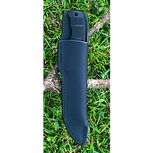 Coast Leathers Custom Handmade Leather Knife Sheath for SOG Seal Pup Knife, Fixed Blade Knife Holder, Vertical Sheath Right Handed Knife Holster - Black
