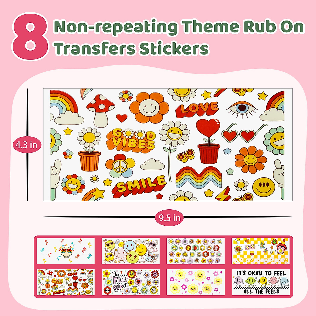 Joyclub 8 Sheet UV Dtf Cup Wraps for 16oz Glass Cups with Lids and Straws Teacher Appreciation Welcome Back to School Decor Transfer Stickers for Reusable Iced Coffee Cup Beer Can Glass (Emoticons)