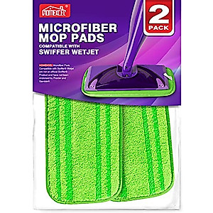 HOMEXCEL Microfiber Mop Pads Compatible with Swiffer Wet Jet,Reusable Machine Washable Swiffer WetJet Mop Pad Refills,Mop Head Replacements for Multi Surface Wet & Dry Cleaning,Pack of 2