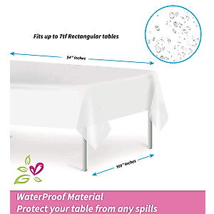 DECOSTYLE Plastic Tablecloth for Parties, Party Table Cloths Disposable, Stylish Design, Gold Dots Decorations, White, Waterproof, Rectangular Table Cover, 54 Inch x 108 Inch