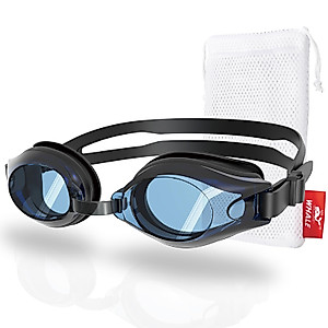 Whale Trainer Swimming Goggles, Adjustable Nose Bridge and Anti-Fog Swim Goggles No Leaking for Men Women, Black
