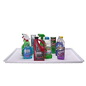 Waterproof 3+ Gallon Under Sink Cabinet Mat/Liner Protector for Kitchen and Bathroom Vanity - 33" x 21" - White - Made in USA