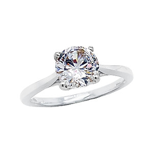Elegant Sterling Silver Solitaire CZ Engagement Ring (Medium)