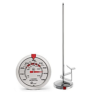 Oven Thermometers and Candy Thermometer with 8” Probe Waterproof dial, no Battery Required, Fast Instant Read Large 2.5" dial, …