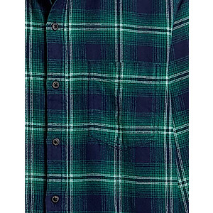 Amazon Essentials Men's Slim-Fit Long-Sleeve Plaid Flannel Shirt (Limited Edition Colors), Green Navy Plaid, Medium