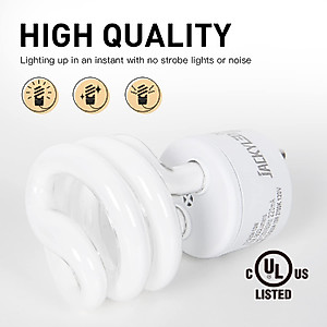 JACKYLED UL-Listed GU24 CFL Light Bulbs, T3 13W 2700K Warm White GU24 Base Compact Flourescent Bulbs, Energy Efficient 900lm Spiral Bulb, 2-Pack