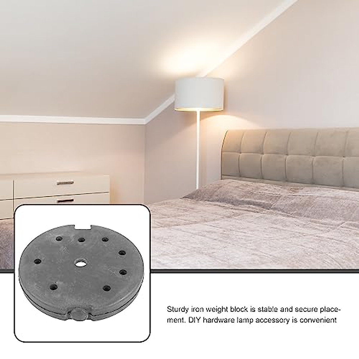 Homoyoyo Black nightstand Counterweight lamp Holder Chassis Desktop Lamp Base Plate Parts Rack Round Floor Lamp Base tie Table Lamps Iron Table River Sand Floor lamp Chassis