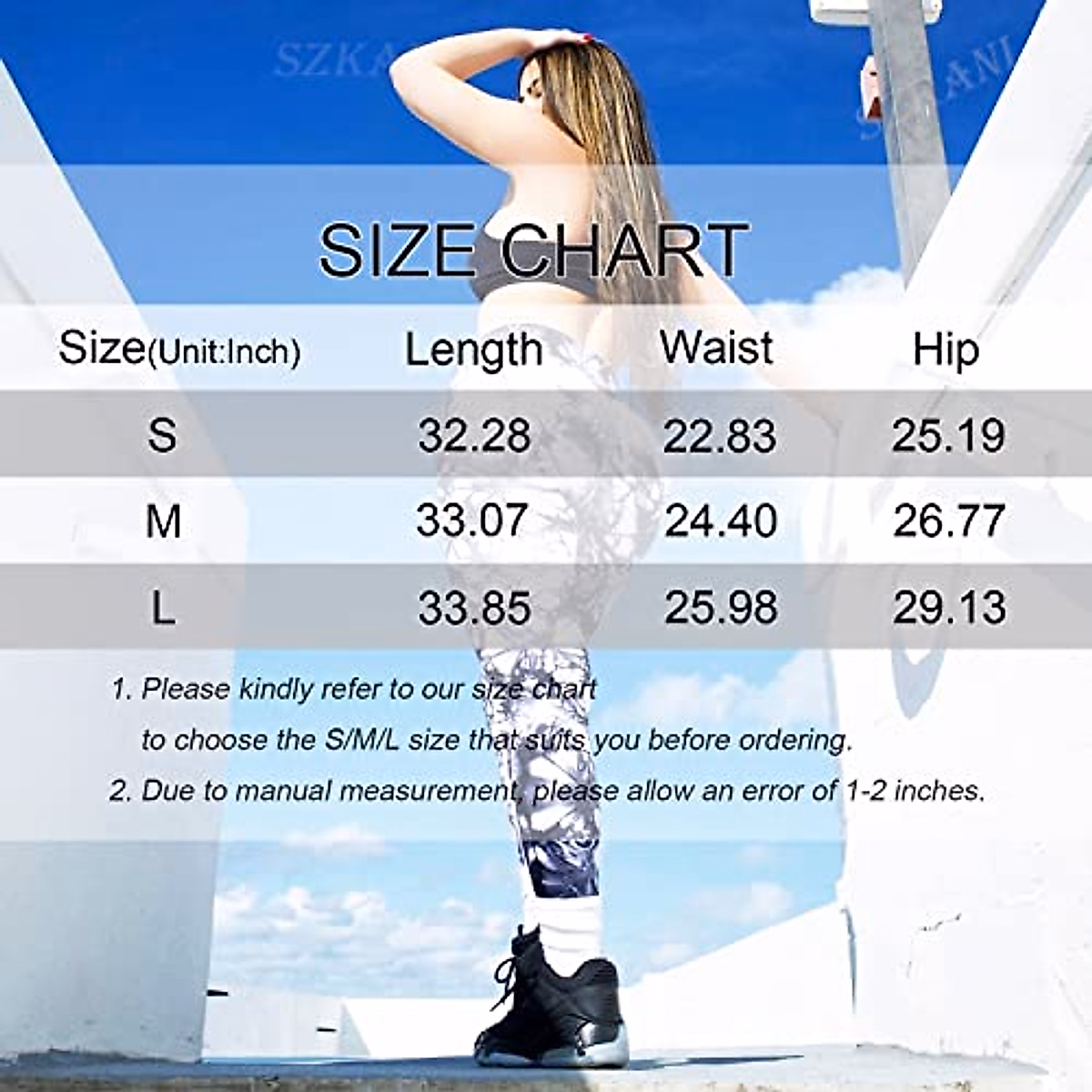 SZKANI Butt Lifting Leggings for Women Booty High Waisted Workout Yoga Pants Scrunch Butt Gym Seamless Booty Tight((D-Tie Dye)-Black White,Large)