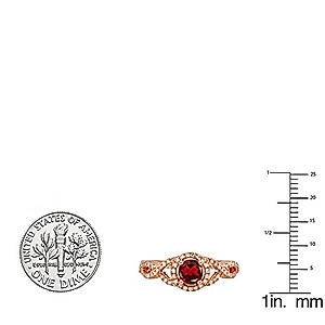 Dazzlingrock Collection 5 MM Round Garnet & Diamond Ladies Split Shank Halo Engagement Ring in 10K Rose Gold, Size 7