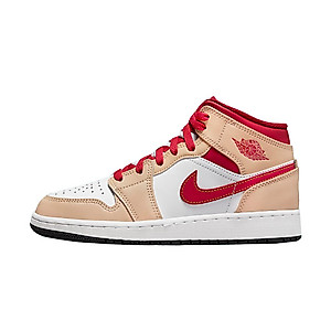 Jordan Youth Air 1 Mid GS 554725 201 Beige/Red - Size 5Y