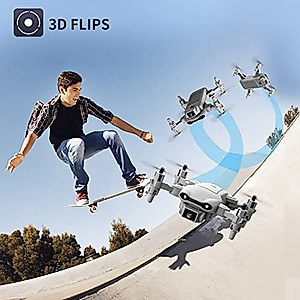 4DV9 Mini Drone for Kids with 720P HD Camera FPV Live Video RC Quadcopter Helicopter for Adults beginners Toys Gifts,Altitude Hold, Waypoints Functions,One Key Start,3D Flips,3 Batteries,Gray