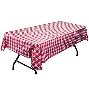 Red and White Vinyl Table Cloth with Flannel Backing by Pudgy Pedro's Party Supplies