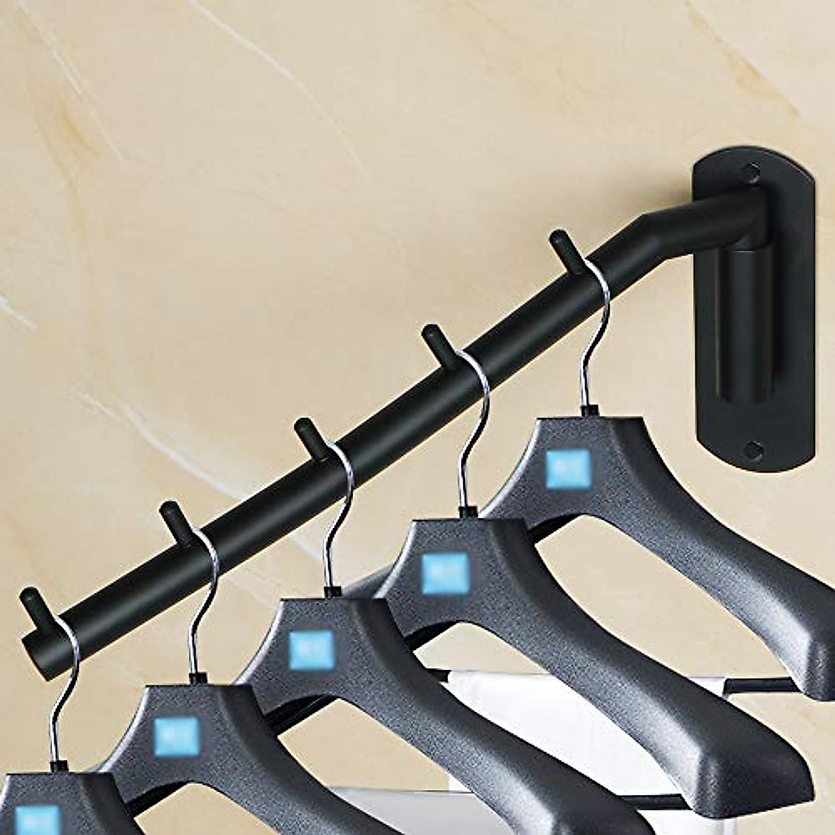 Alise Garment Rack Folding Clothes Hanger Rack Hook Stainless Steel Garment Hooks with Swing Arm Holder,Clothing and Closet Rod Storage Organizer for Bedrooms Wardrobe Cloakroom,Black