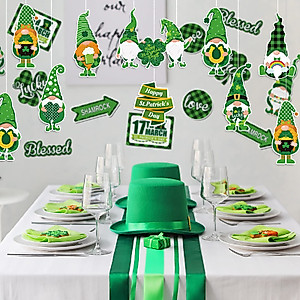 Whaline 42Pcs St. Patrick's Day Cut-Outs Lucky Dwarf Gnome Paper Cut Outs with 100Pcs Glue Points St. Patrick's Day Classroom Bulletin Board Decoration for Farmhouse Home Party Wall Door