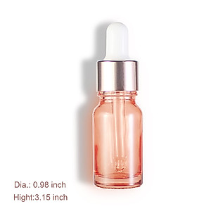 Glass Eye Dropper Bottles 1/3oz (Orange Colored Glass Bottle 12 Pack 10ml with Rose Golden Caps) Travel Vial Bottles for Essential Oils, Perfume (12 pcs, orange)