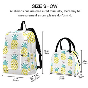 Kigai Cute Pineapple Backpack for Boys Girls School Travel Back Pack Lightweight Durable Bookbag with Lunch Bag