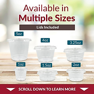 Reli. 2 oz Small Containers with Lids (250 Sets) | Jello Shot Cups with Lids | Clear Plastic Condiment Containers with Lids | Portion Cups with Lids | Sauce Cups | Souffle Cups | Stackable | Bulk