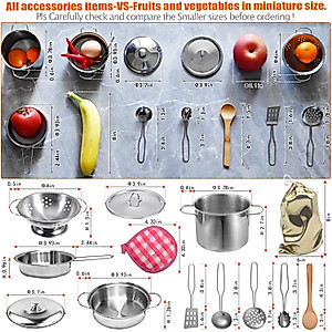 Play Pots and Pans Toys for Kids Kitchen Playset Pretend Cookware Utensils Play Set Play Cooking Toys Mini Stainless Steel Cooking Utensils Toys Kitchen Playset Accessories for Boys Girls