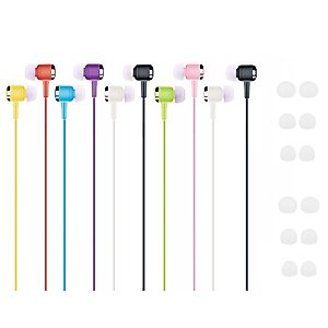 GADGET.COOL Wired Earbuds 10 Pack Bulk, Balanced Stereo Sound and Bass in-Ear Headphones with Ear Tip Replacements for iPhone Android Smartphone Tablet Laptop Computer School Classroom