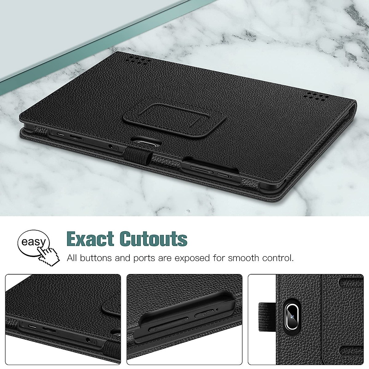 Fintie Case for QunyiCO Y10 10.1" / Pritom Tronpad M10 10 inch Tablet, Premium Vegan Leather Folio Protective Stand Cover with Pencil Holder - Black